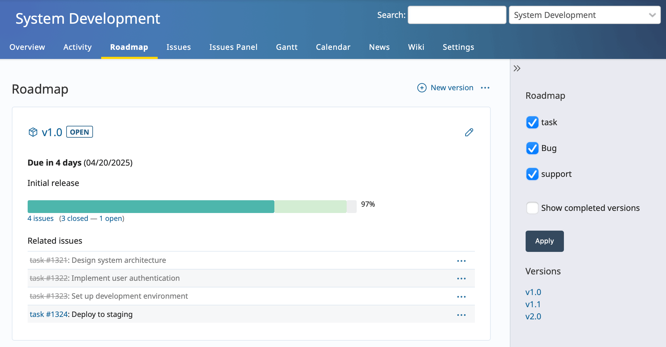 Quick 5-Minute Guide to the Roadmap in Redmine | Redmine Advisor