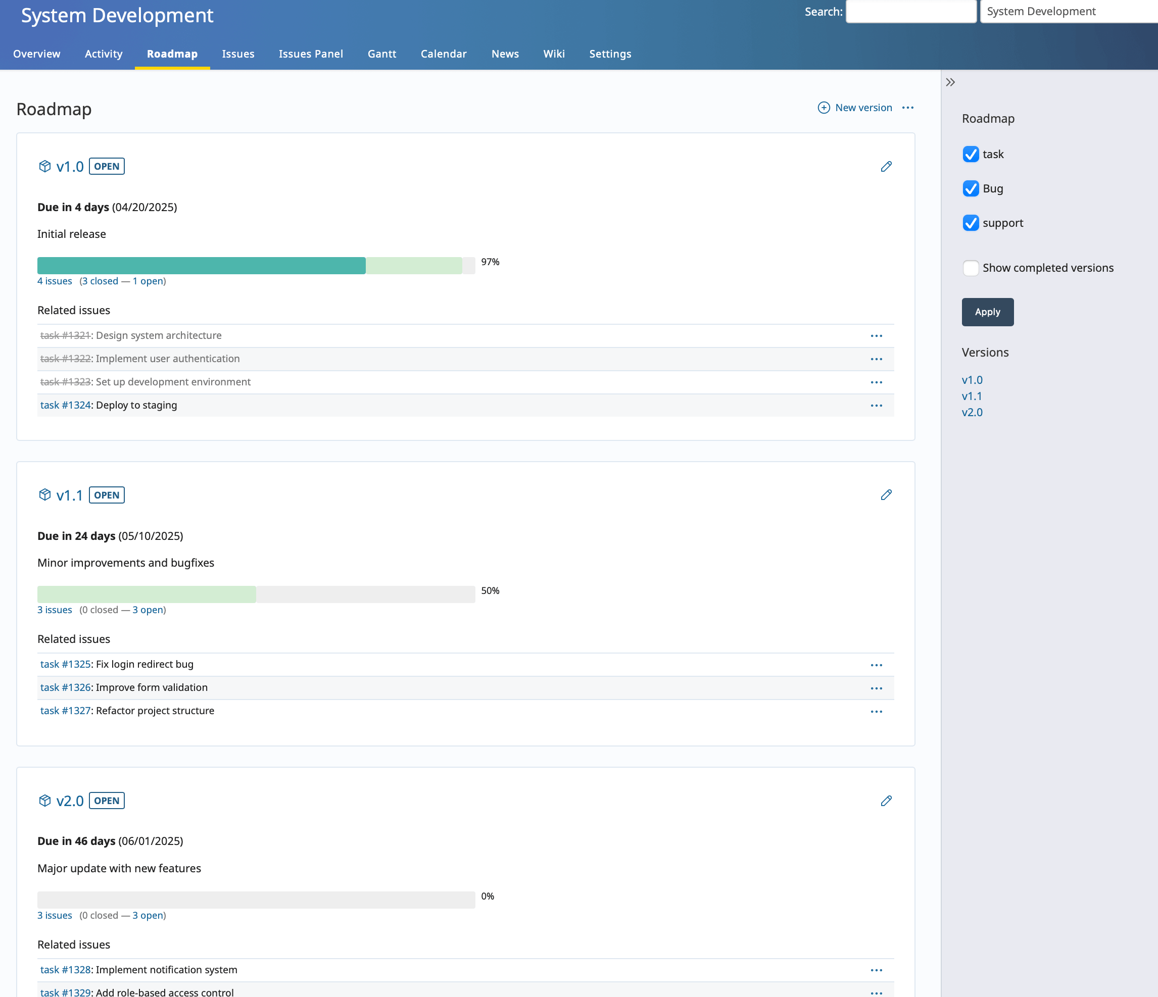 Quick 5-Minute Guide to the Roadmap in Redmine | Redmine Advisor