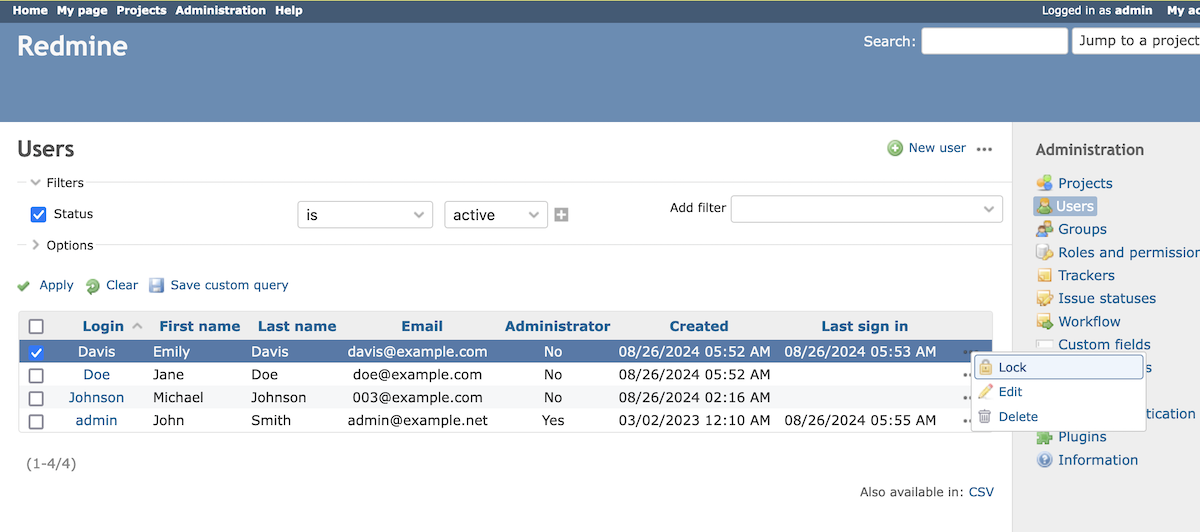 Redmine Quick Tip: Lock users instead of deleting them | Redmine Advisor